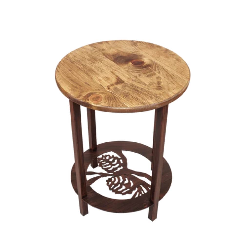 Pinecone Cutout Burnt Sienna End Table | Cabin Place