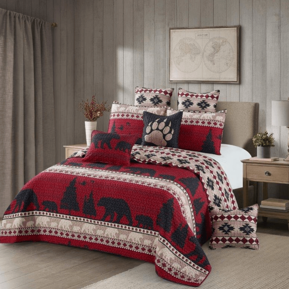 Bear Mountain Red Quilt Set | Cabin Place – The Cabin Place