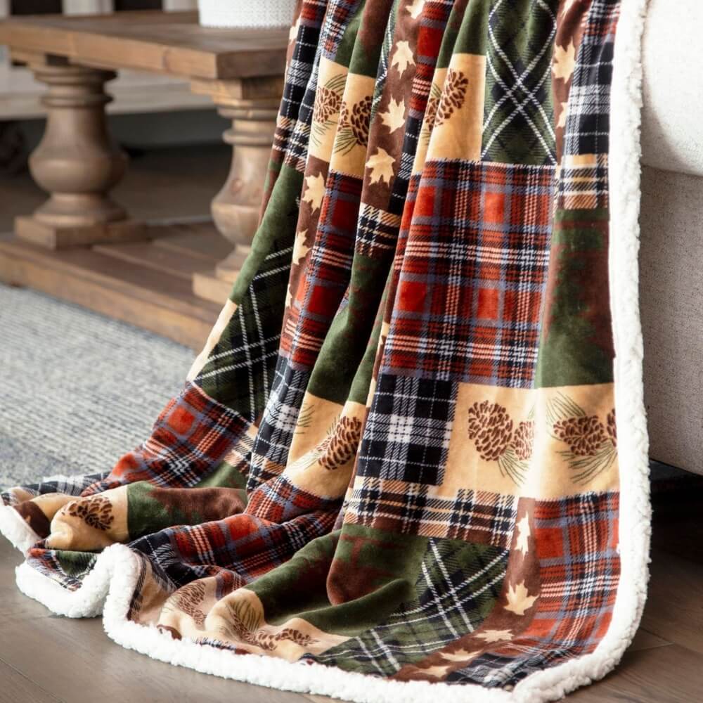 Cabin Plaid Plush Sherpa Throw Blanket | Cabin Place – The Cabin Place