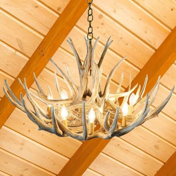Mule Deer 12 Antler Chandelier | Cabin Place