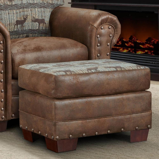 Rustic Footstools & Faux Leather Ottomans | Cabin Place – The Cabin Place