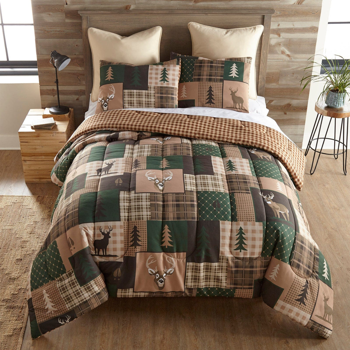Buck Wild Checkered Comforter Set | Cabin Place – The Cabin Place