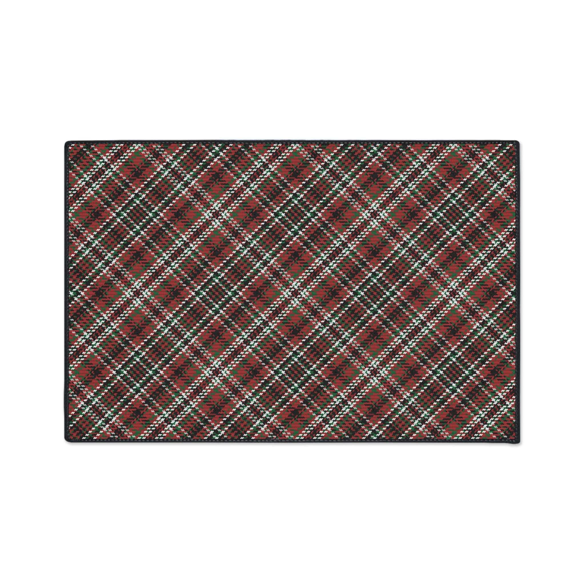 Red Green Scottish Tartan Plaid Non-Slip Rug