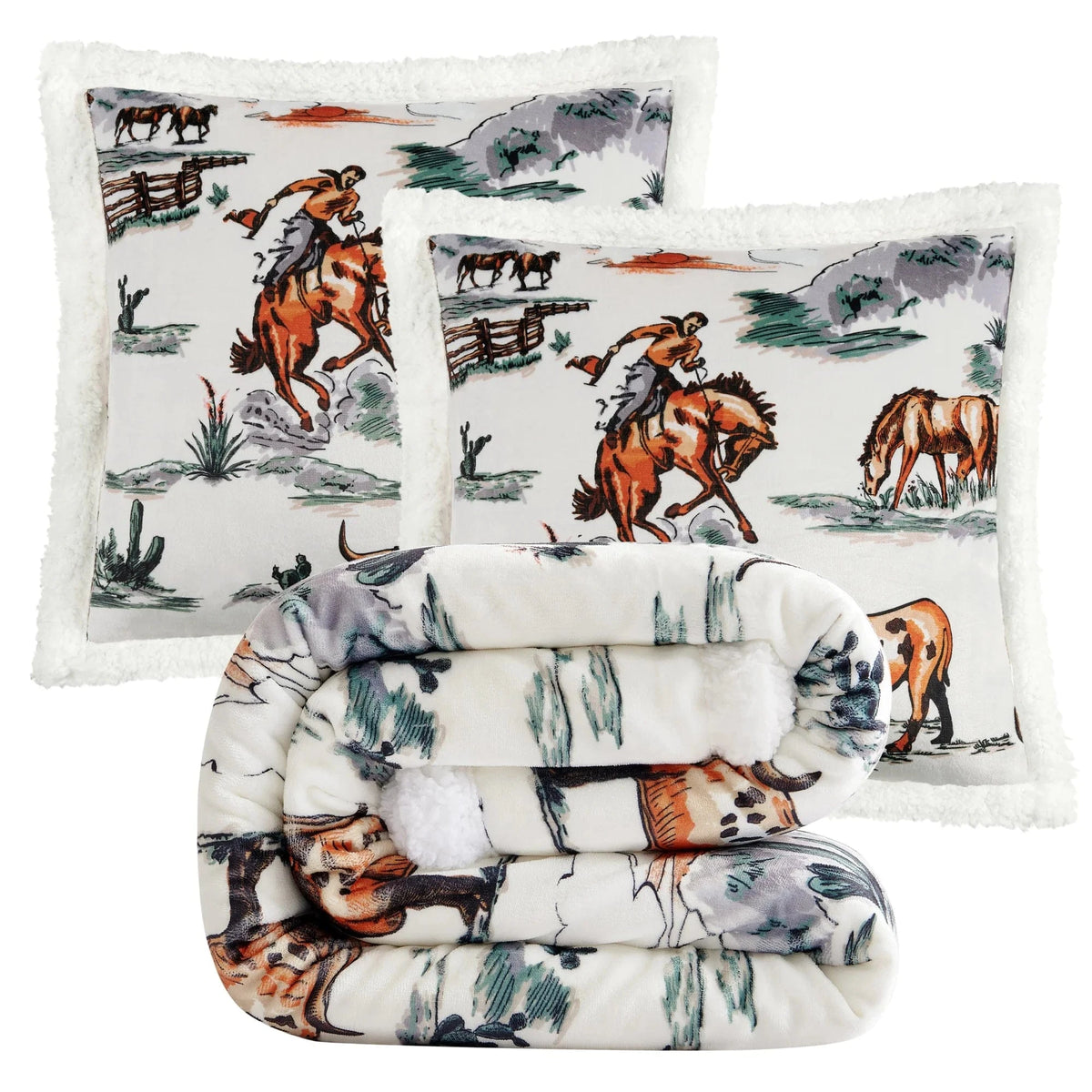 Ranch Color Sketches Sherpa Throw Set – The Cabin Place