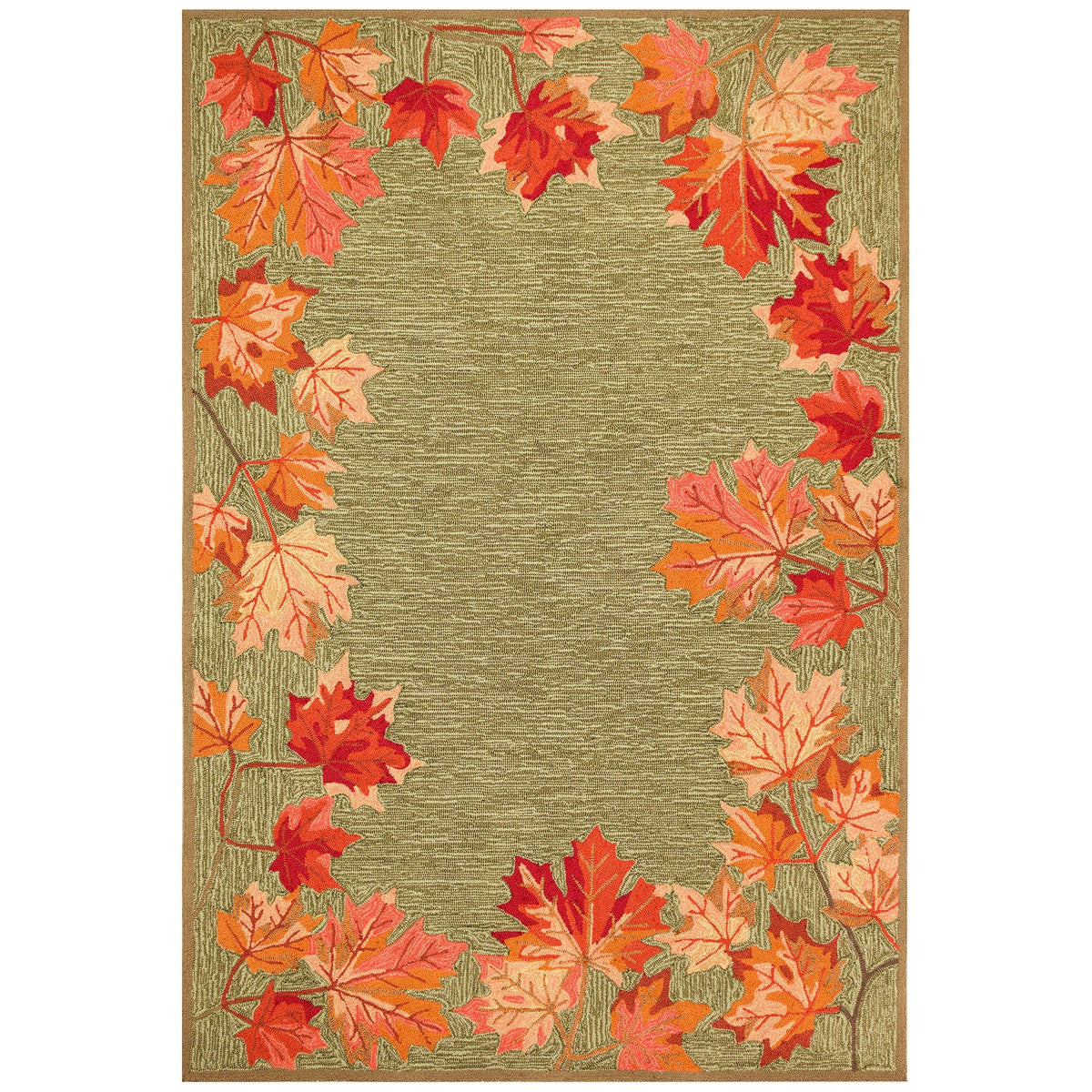 Border Leaves Moss Green Area Rug – The Cabin Place