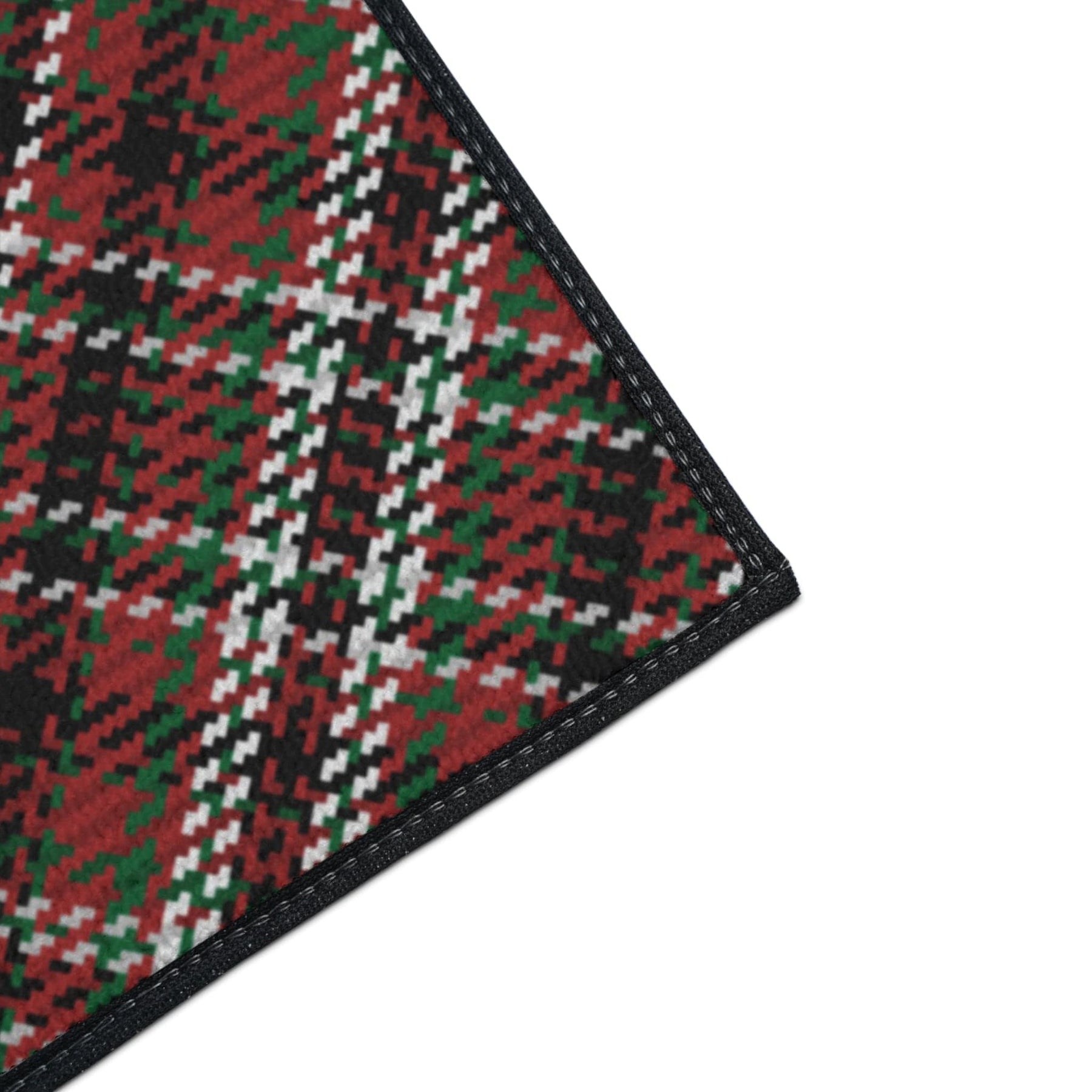 Red Green Scottish Tartan Plaid Non-Slip Rug