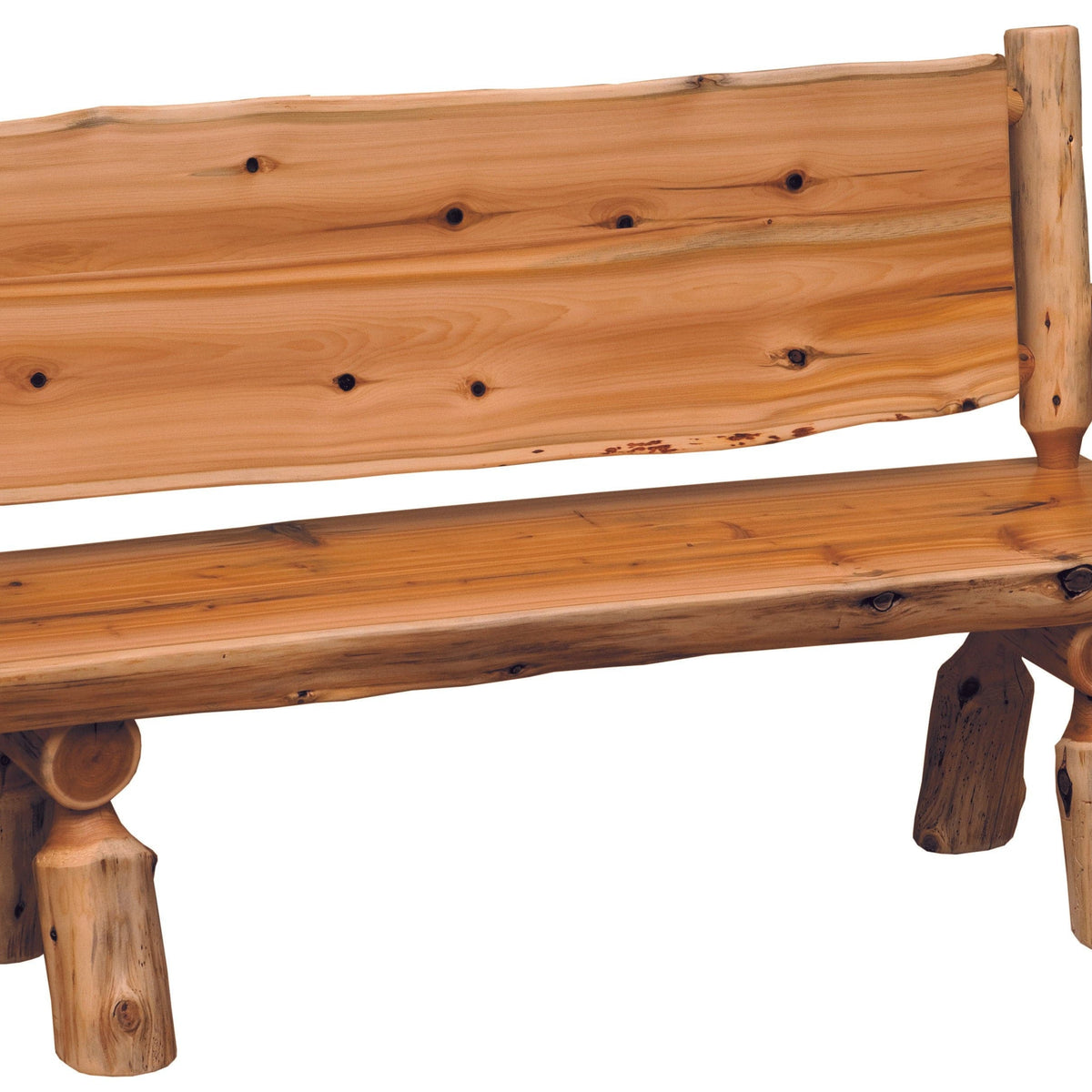 Cedar Log Bench With Arms – The Cabin Place