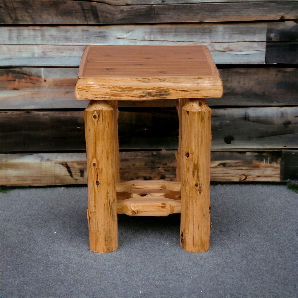 Cedar Log Open End Table | Cabin Place