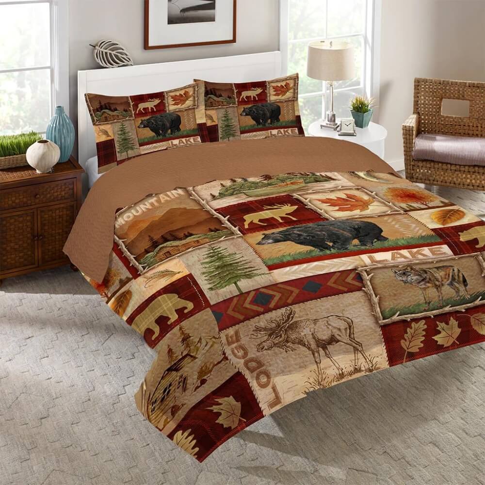 Mountain Lodge Rust Quilt Set | Cabin Place