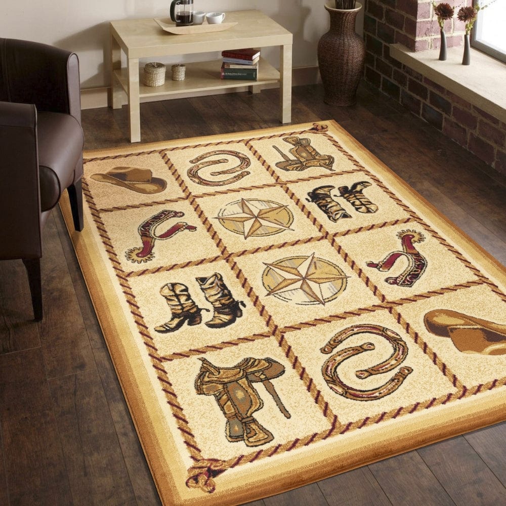 Western Match Square Area Rug | Cabin Place