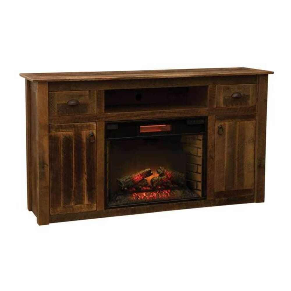 Barnwood Fireplace Entertainment Center | Cabin Place