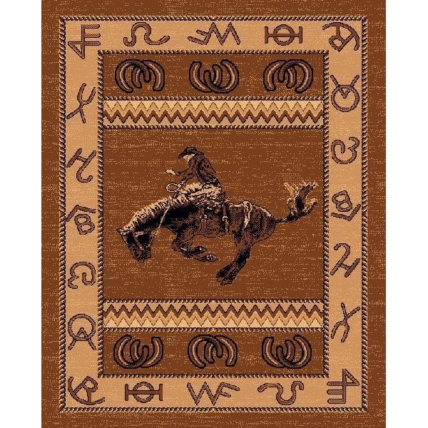 Bucking Bronco Rider Western Area Rug | Cabin Place