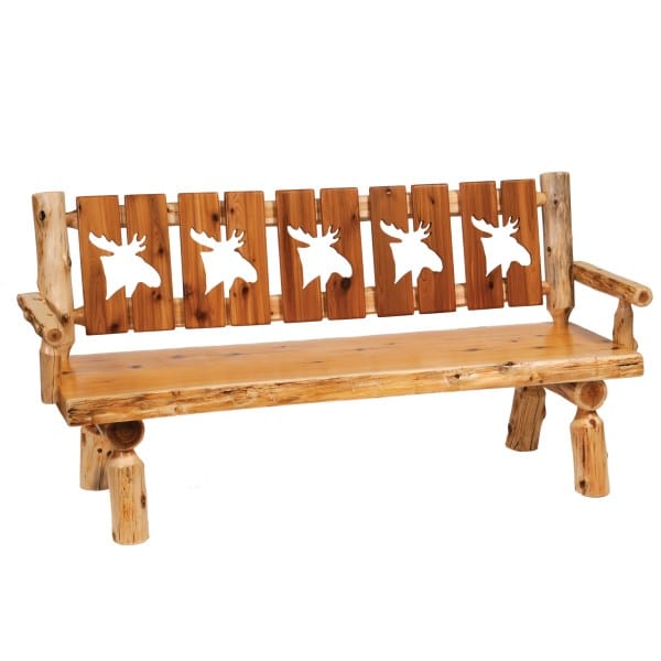 Cedar Log Moose Cut Out Bench | Cabin Place