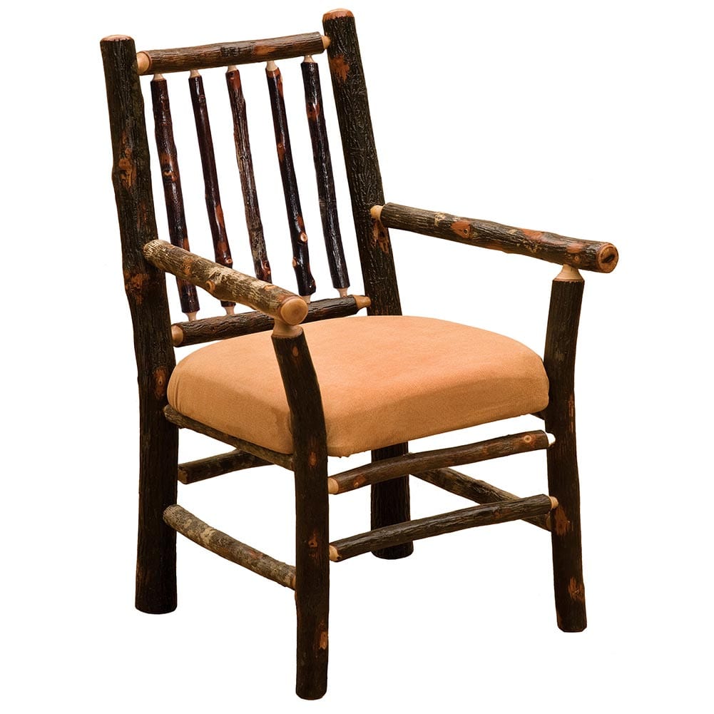 Hickory Spoke Back Arm Chair with Fabric | Cabin Place – The Cabin Place