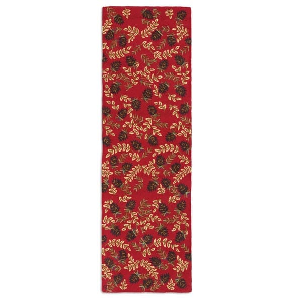 Ruby Pine Cones Hooked Wool Runner | Cabin Place – The Cabin Place