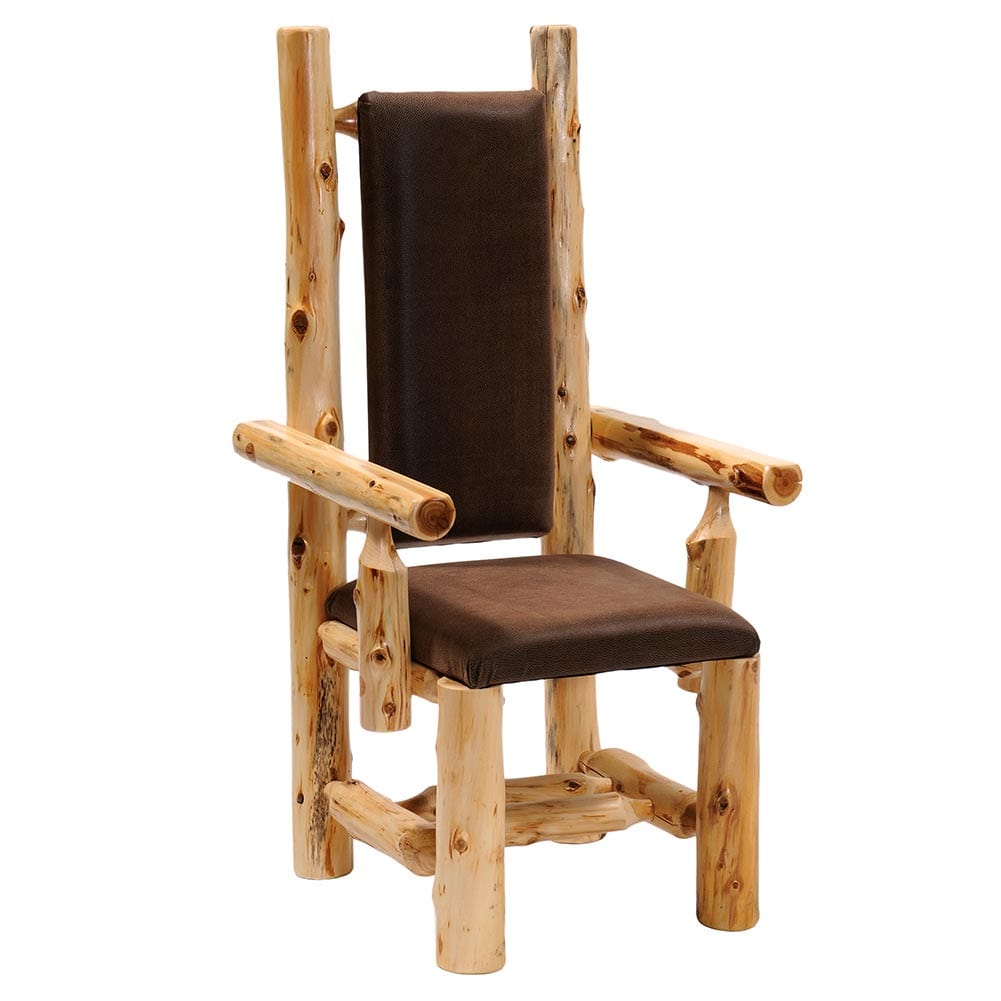 Upholstered High Back Log Arm Chair | Cabin Place – The Cabin Place